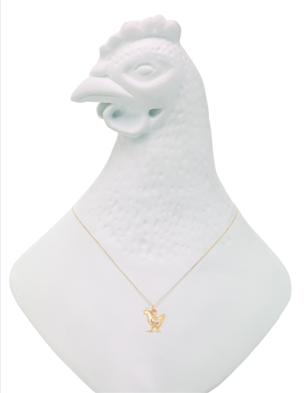 Chicken Pendant, 14K Yellow Gold + Diamond - Delicacies