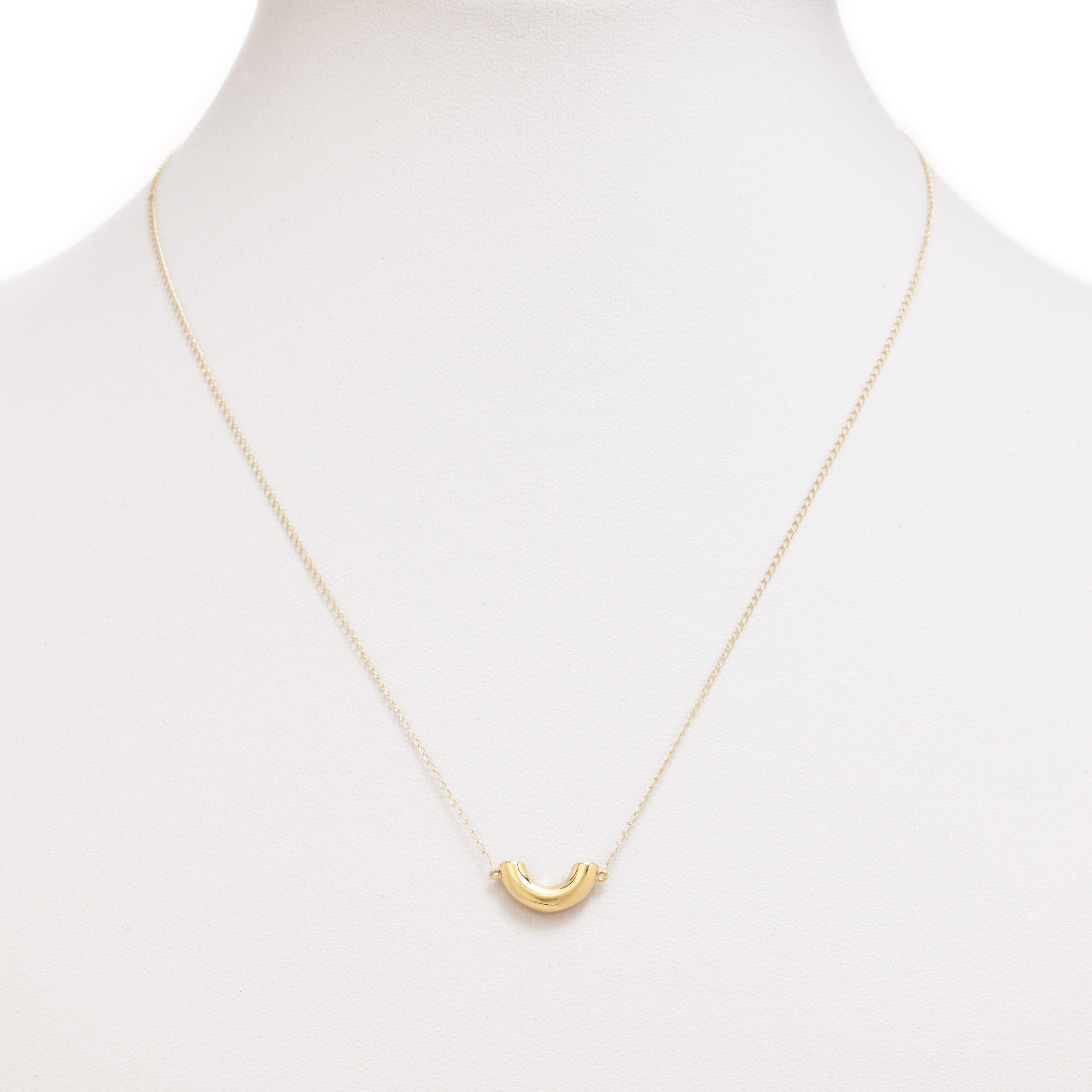 Elbow Macaroni Necklace, Mini Size, Yellow Gold Plated - Delicacies