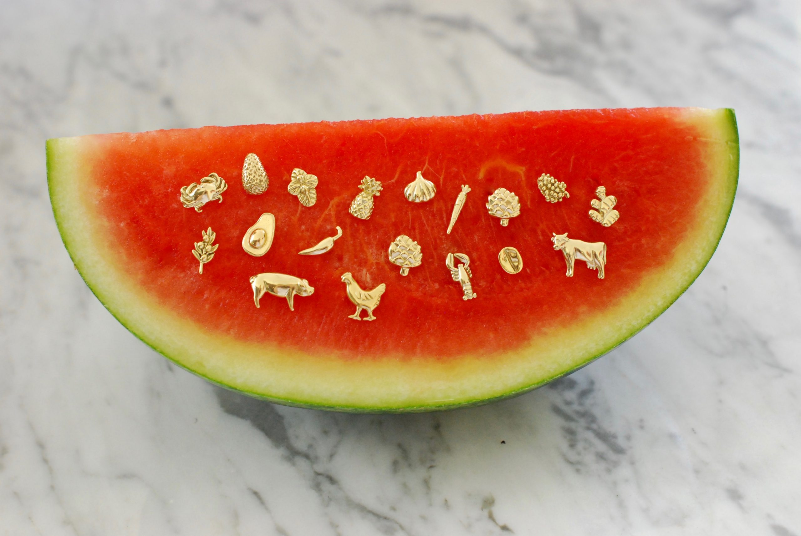 Garlic Earrings, Yellow Gold Plated - Delicacies