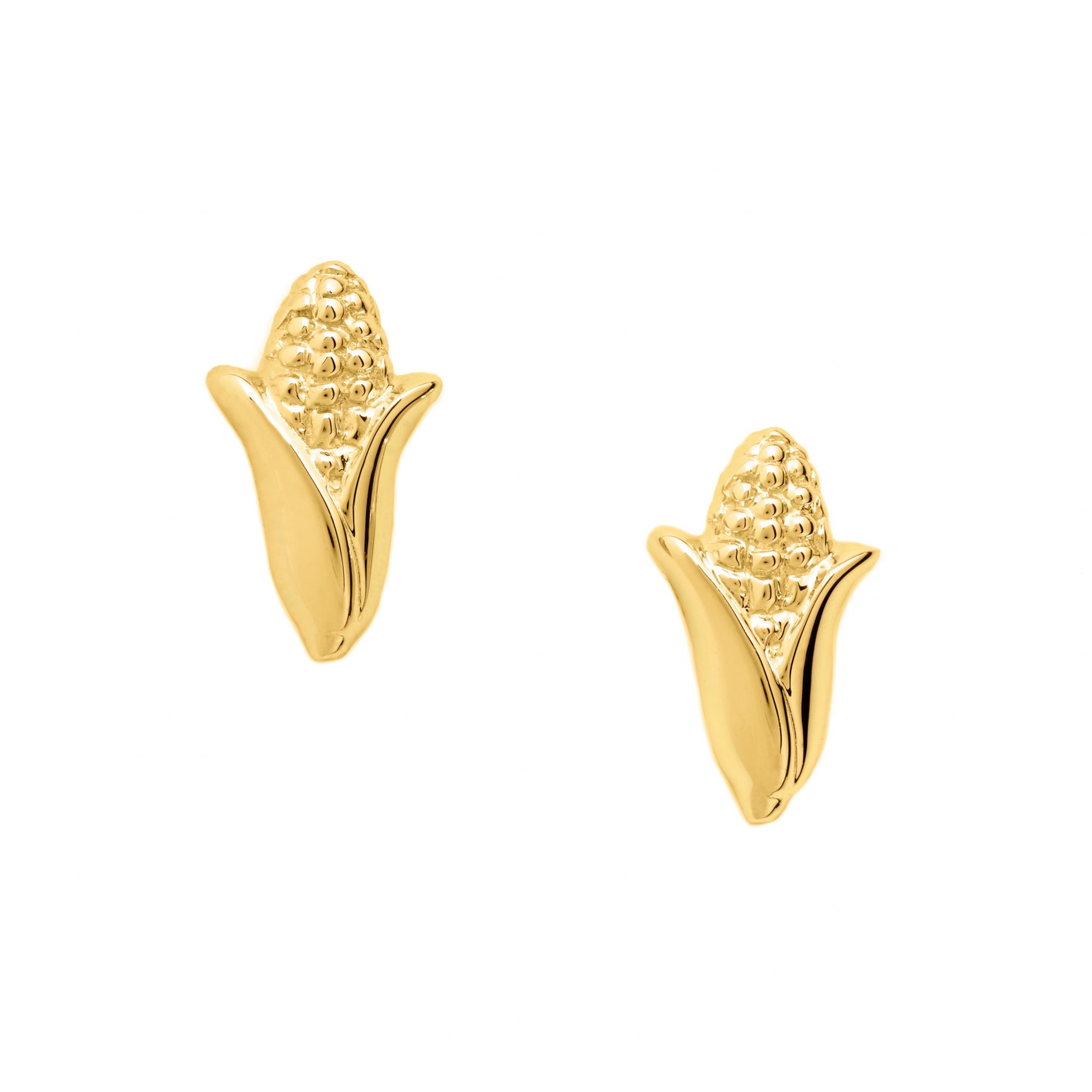 Corn Earrings, Yellow Gold Plated - Delicacies