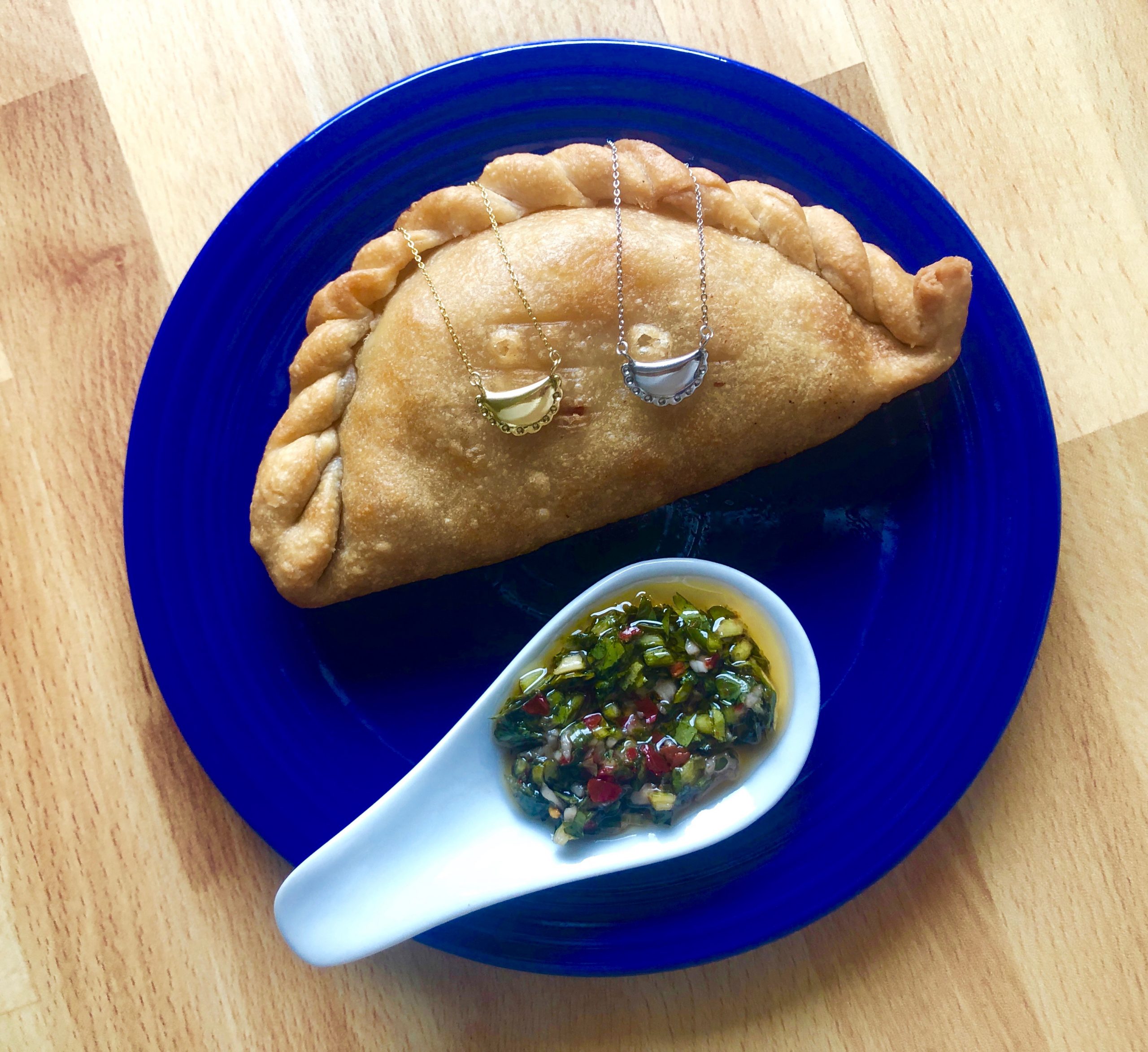 Empanada Necklace, Yellow Gold Plated - Delicacies