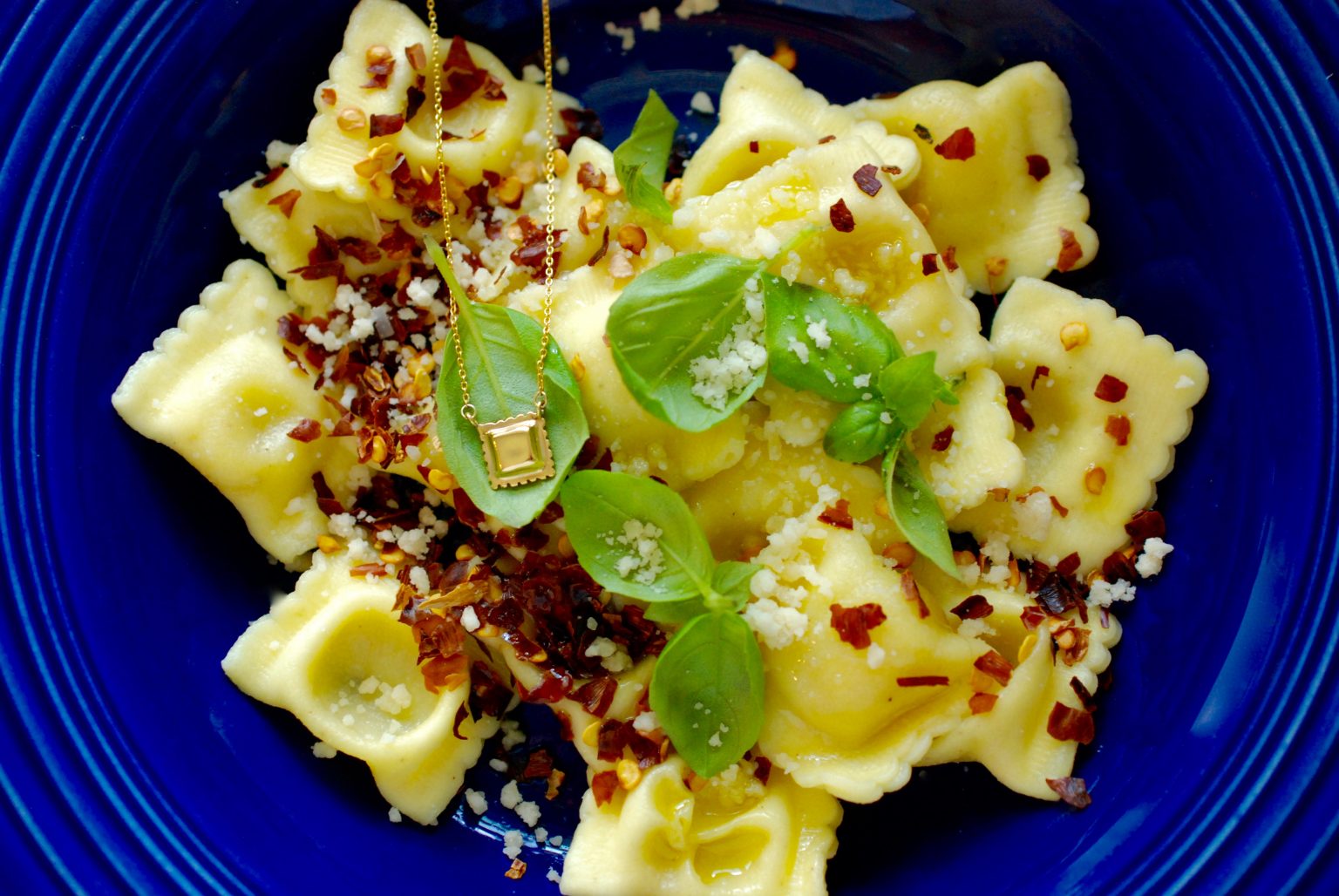 Ravioli Necklace, Mini Size, Yellow Gold Plated - Delicacies