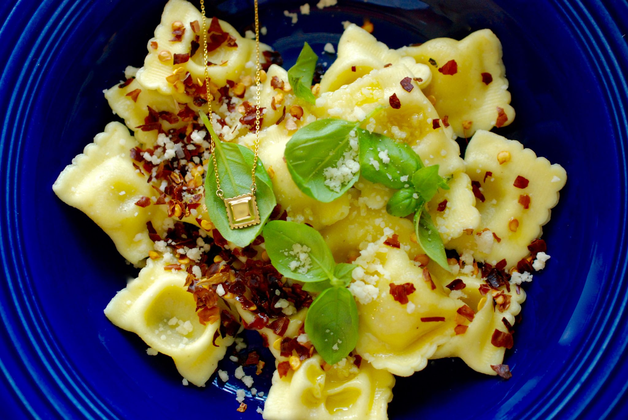 Ravioli Necklace, Mini Size, Yellow Gold Plated - Delicacies