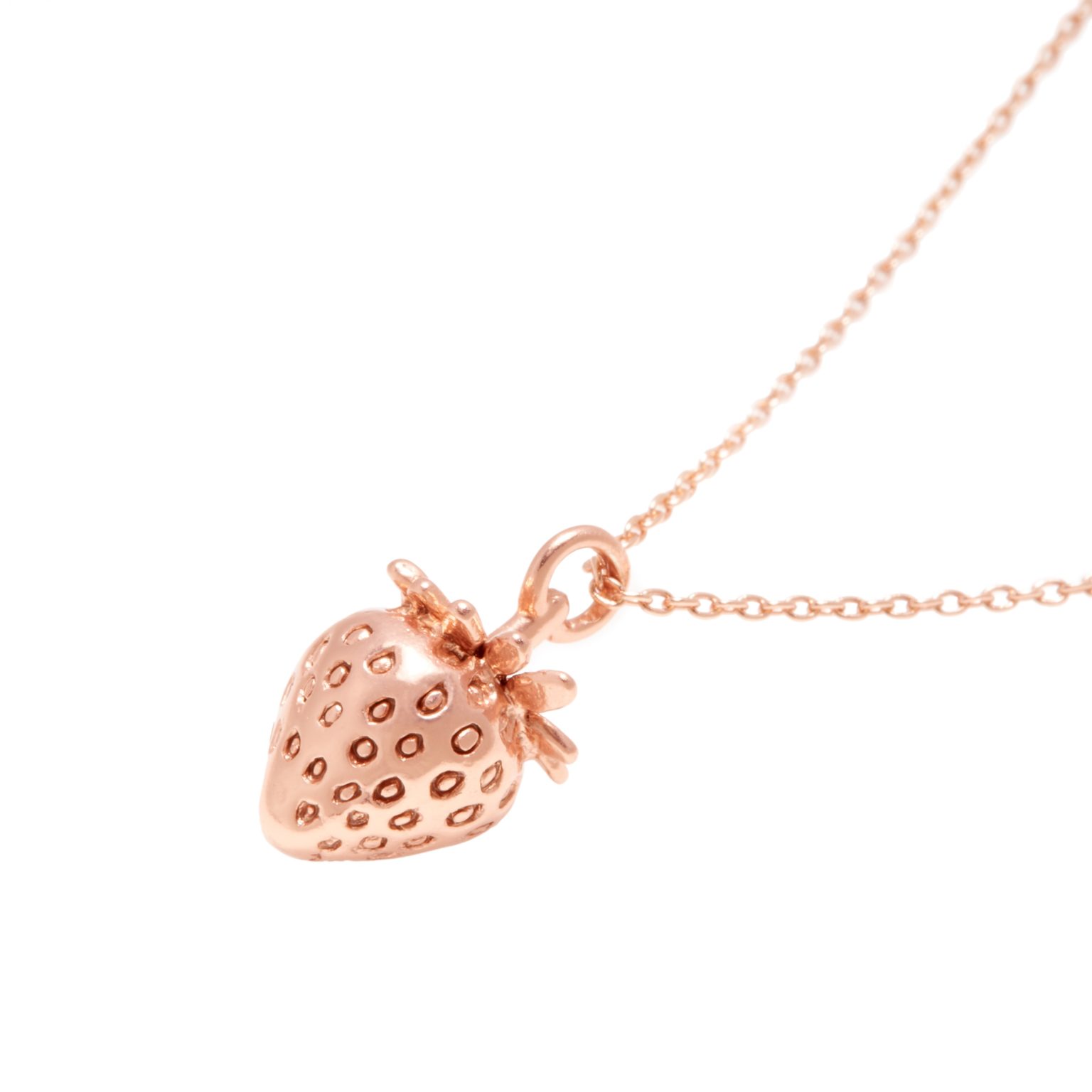 Strawberry Necklace, Rose Gold Plated - Delicacies