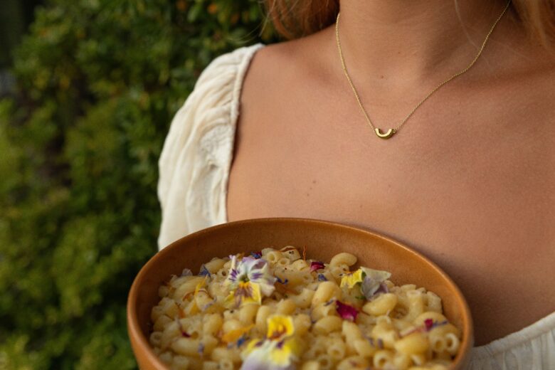 Elbow Macaroni Necklace, Mini Size, Yellow Gold Plated - Delicacies
